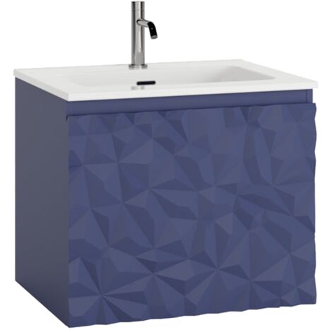 Ensemble meuble DIAMONDS Midnight bleu+ vasque solid surface ICE 60cm