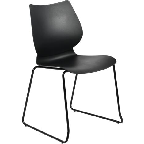 Chaise de salle a manger empilable Houma Noir siege en metal moderne ...