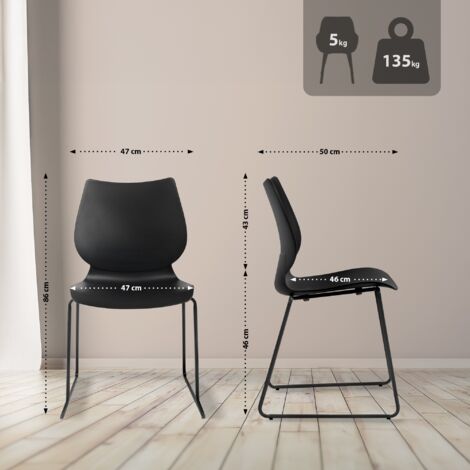 Chaise de salle a manger empilable Houma Noir siege en metal moderne ...