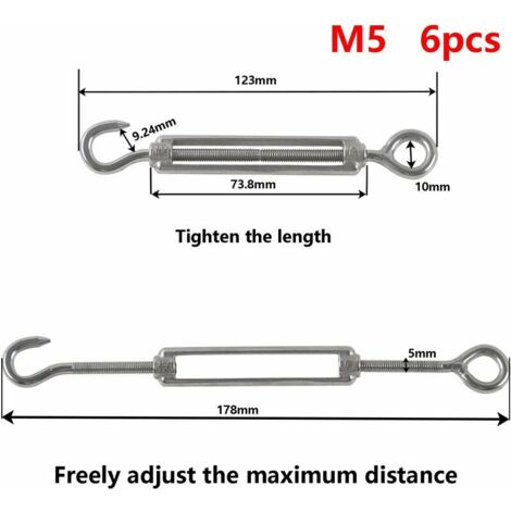 M5 Spanner, Kabelspanner, Haken und Öse, 304 Edelstahl, verstellbarer ...