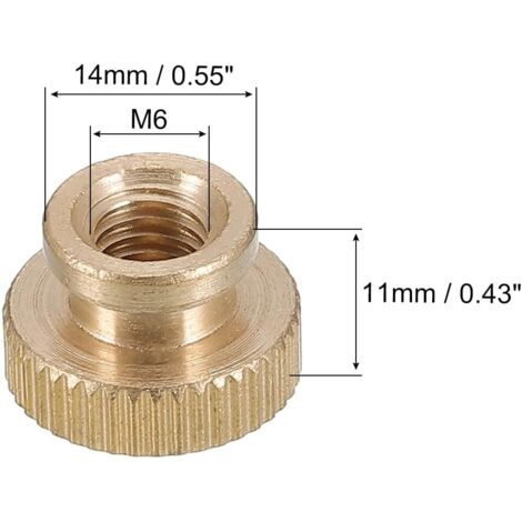 Rändelmuttern, 5 Stück M6 x D14 mm x H11 mm, Messing-Rändelmutter mit ...