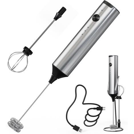 Montalatte elettrico ricaricabile con 3 velocità e supporto, montalatte ...