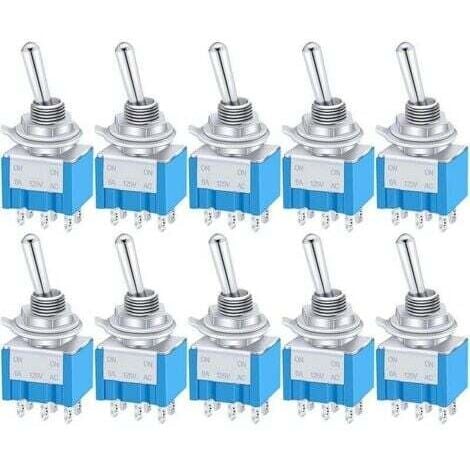 Mini interruptor de palanca metálico de encendido/apagado/encendido, 6 terminales, 3 posiciones ...