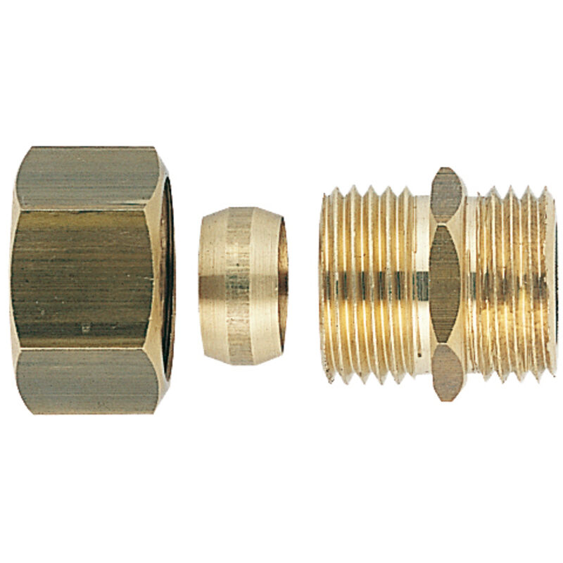 Conector de latón bicono unión macho recta 12X17-12