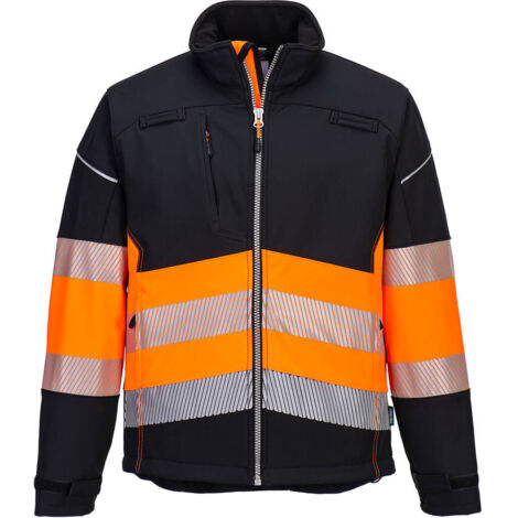 PW3 Giacca Softshell ad alta visibilit Classe 1 Nero/Arancione XL