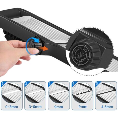 Mandoline cuisine multifonctions inox , réglable 1-9mm , coupe légumes ...