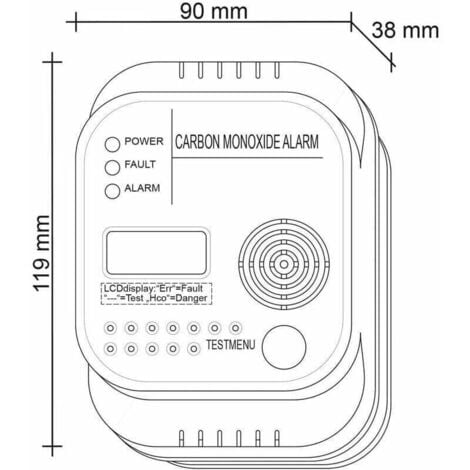 Carbon Monoxide Detector, Battery Powered, Gas Detector with Display ...