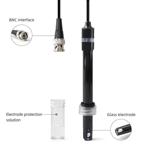 Sonde PH Piscine, 0-14 électrode PH Avec Connecteur BNC, Haut Précision Sonde De PH Remplaacble ...