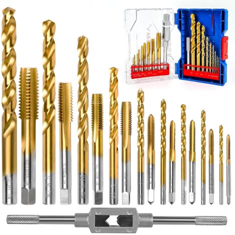 Lot de 18 Filetage Tarauds Foret Ensemble,M2-M12 HSSG Métrique Titane ...