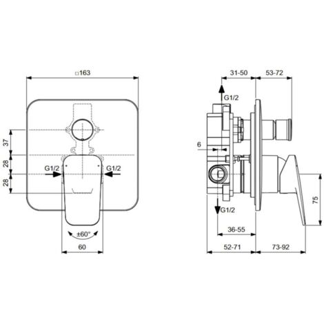 Ideal Standard CeraPlan - Grifo empotrado para 2 aparatos, con cuerpo ...