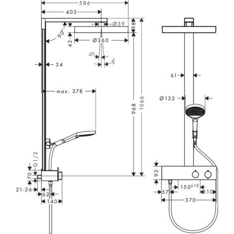 Hansgrohe Rainfinity - Conjunto ducha con termostato, diámetro 36 cm, 3 ...