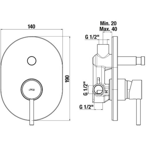 Jika Mio Style - Grifo empotrado para 2 dispositivos, con cuerpo de ...