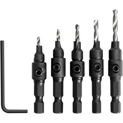 Trend Countersink Drill Bit Set, Quick Change Wood Drill, 5 Piece Wood ...