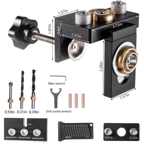 8/10/15mm Drilling Jig, Aomdom 3in1 Wood Dowel Drill Guide Kit with ...