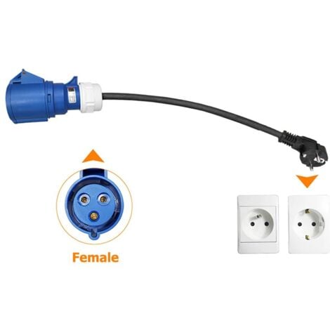 CEE Adapter Schuko Plug to CEE Socket 230 V 32A for Camping and Motorhome