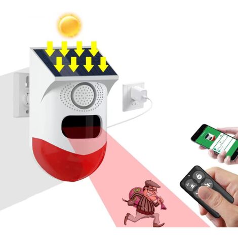 Solar Strobe Alarm Siren Outdoor Alarm Siren with Remote Control and ...