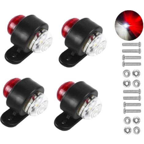 4 Pack LED Side Marker Lights, 12-24V White Red Double Side Warning ...