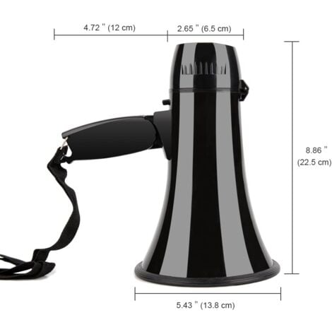 20W Portable Megaphone Speaker with Volume Control and Strap, Black