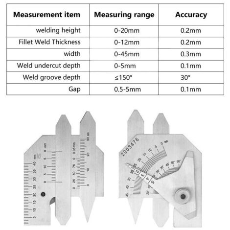 Welding Gauge Weld Seam Inspection Ruler Scale Angle Measuring Tool ...