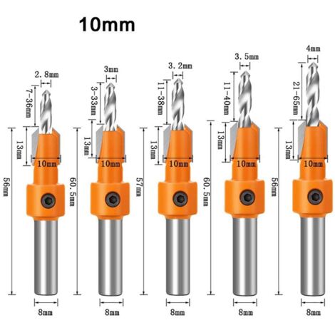 carpentry parts wood cutter chamfer counter-bit screw hole drill tap ...