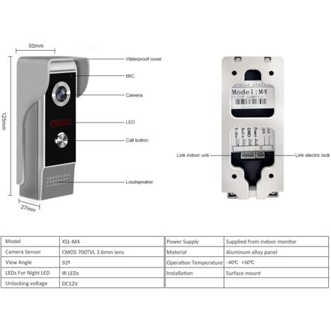 WiFi Video Intercom with Doorbell 960P/AHD Wired 7 Inch Tuya Smart APP ...