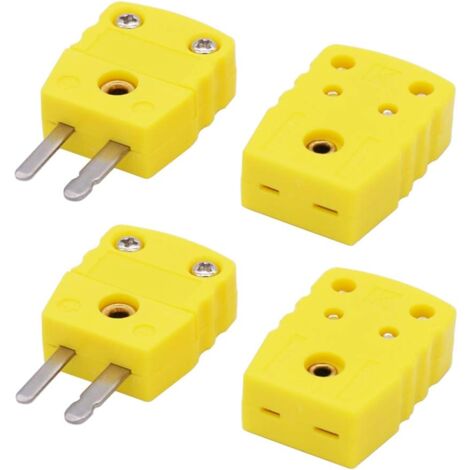 Pair K Type Male Female Thermocouple Plug Adapter Cable Wire Connector ...