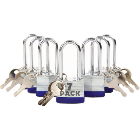 Pack Keyed Alike Padlocks with 14 Keys, Extra Long Shackle, 1-9/16 ...
