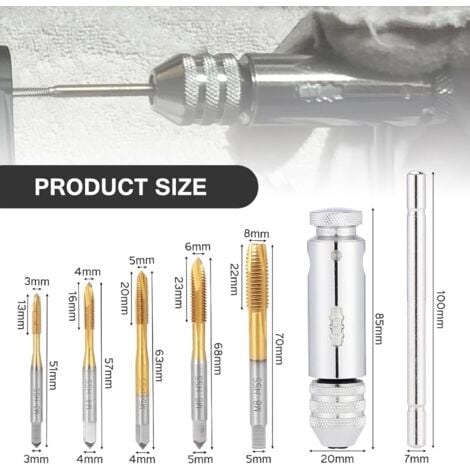Taps and Dies Tap Set, Hand Taps, Adjustable Ratchet Tap Wrench T ...