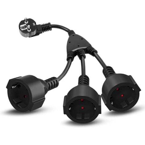 Triple Plug for Socket, Extension Cable with 3 Schuko Sockets 16A/ 250V ...