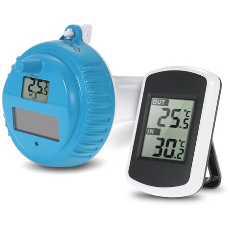 Pool thermometer for monitoring the water temperature of a swimming ...