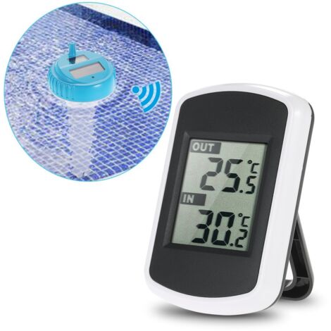 Pool thermometer for monitoring the water temperature of a swimming ...