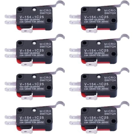 10pcs Micro Switch Long Hinge Bending Lever Arm SPDT Snap Action Limit Switch for Arduino V-154-1C25