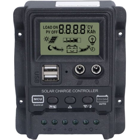 Dual USB Solar Charge Controller ABS LCD Display PWM Charge Controllers Light Control 12V24V30A ...