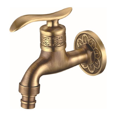 Long Handle Antique Brass Faucet Cold Tap Bathroom Faucet Mop Pool ...