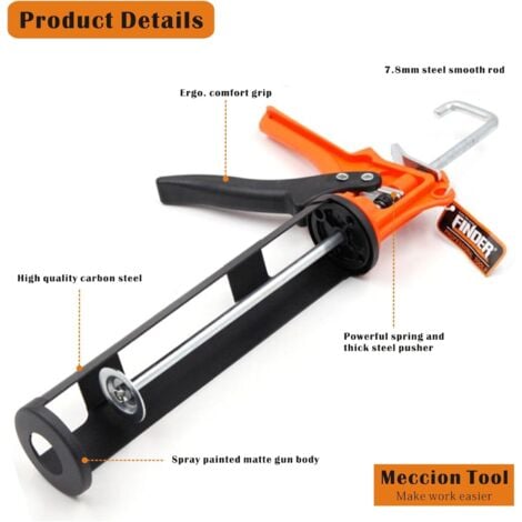 Caulking Gun, 10 oz Cartridge Standard Capacity Rotating Frame Caulking Gun with Comfortable ...