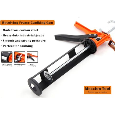 Caulking Gun, 10 oz Cartridge Standard Capacity Rotating Frame Caulking Gun with Comfortable ...