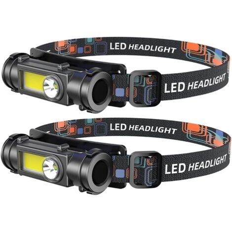 Pack 18650 COB LED Headlamp with USB Rechargeable Battery