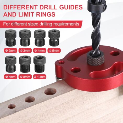 Vertical Drilling Jig, 2-10mm Hole Locator Woodworking, Self Centering Dowel Kit, Straight Drill ...