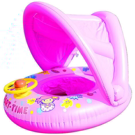 Baby Swim Float, Inflatable Baby Swimming Ring Seat with Canopy ...