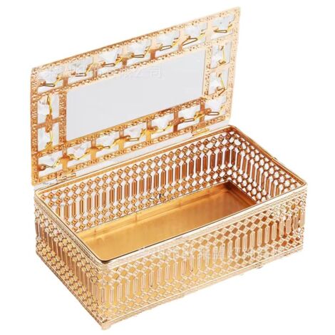 Box Crystal Paper Box Gold Paper Towel Holder Vintage Decor Square ...