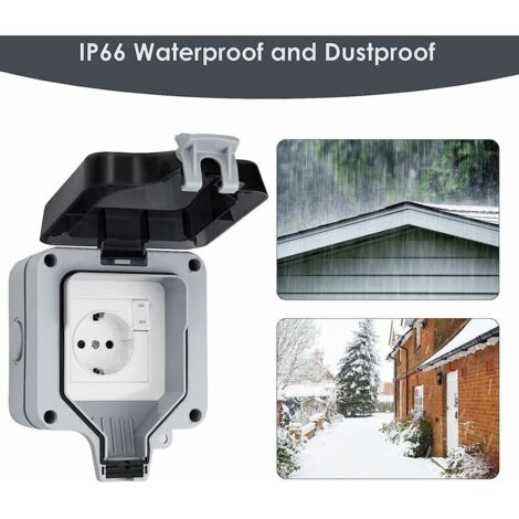 IP66 Waterproof Socket with Switch and Waterproof Junction Box, Outdoor ...