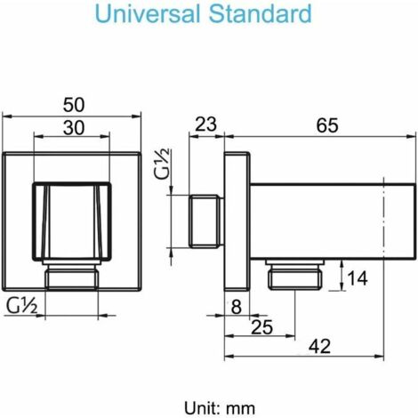 Wall connection elbow with black shower bracket, 1/2 brass square pipe ...