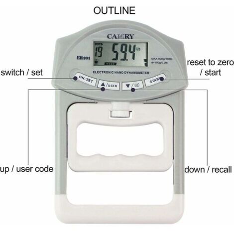Electronic Hand Dynamometer 90 kg / 200 lbs Grip Capacity Adjustable ...