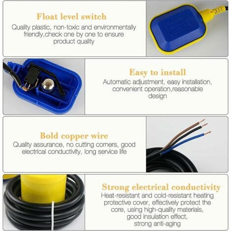 Float Switch for Water Pump, 5m Float Switch for Submersible Pump 250V ...
