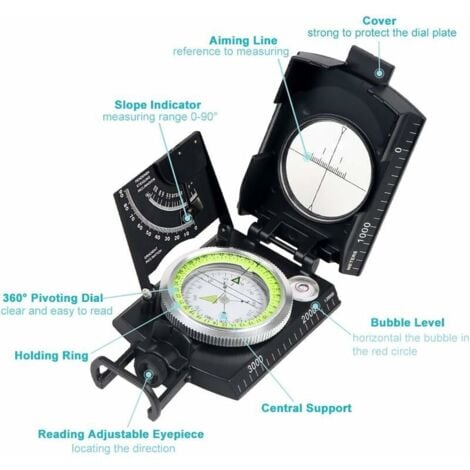 Professional Multifunctional Compass, All Metal Military Waterproof ...