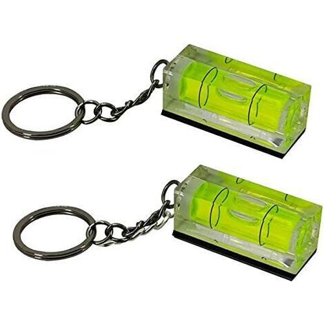 Set of 2 Mini Acrylic Keyring Bottles - Spirit Level - Magnetic - Green