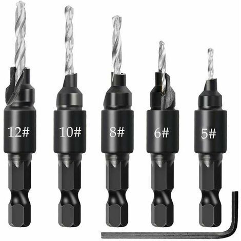 Cone Drill Bit Set 6 Pieces Hex Shank Hole Saw Drill HSS Hex Shank ...