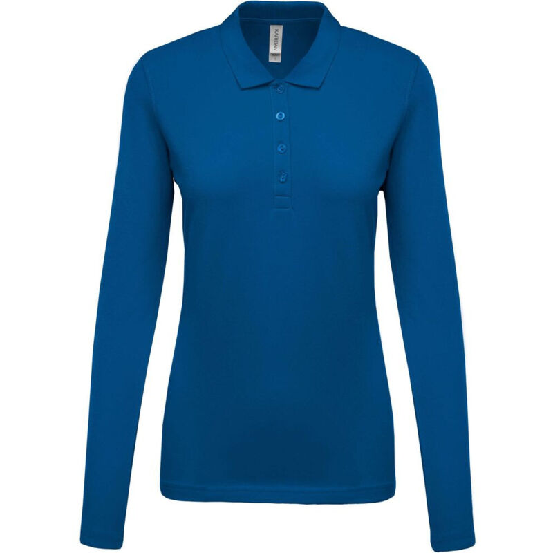 Polo da lavoro da donna a maniche lunghe in piquet Kariban 100% cotone Blu reale XXXL