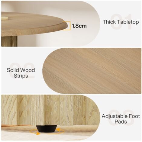 Tribesigns Table à Manger Ronde pour 4 Personnes, 120 cm Table de ...