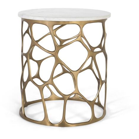 Table basse artisanale en marbre et aluminium
